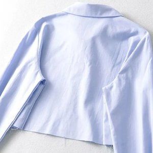Tops | New With Tags Light Blue Cropped Button Up Collar Shirt | Poshmark